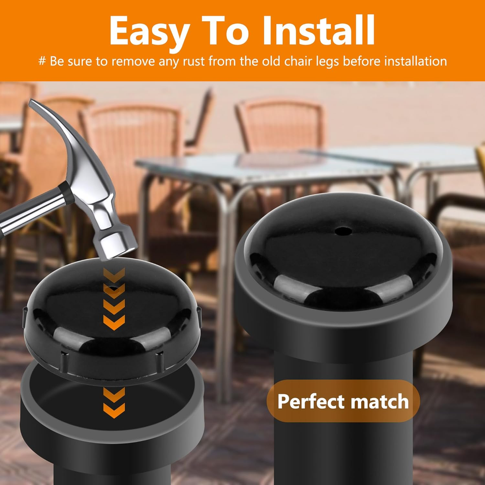 24-Pack Wrought Iron Patio Furniture Feet Caps 1-1/2 Inch Plastic ...