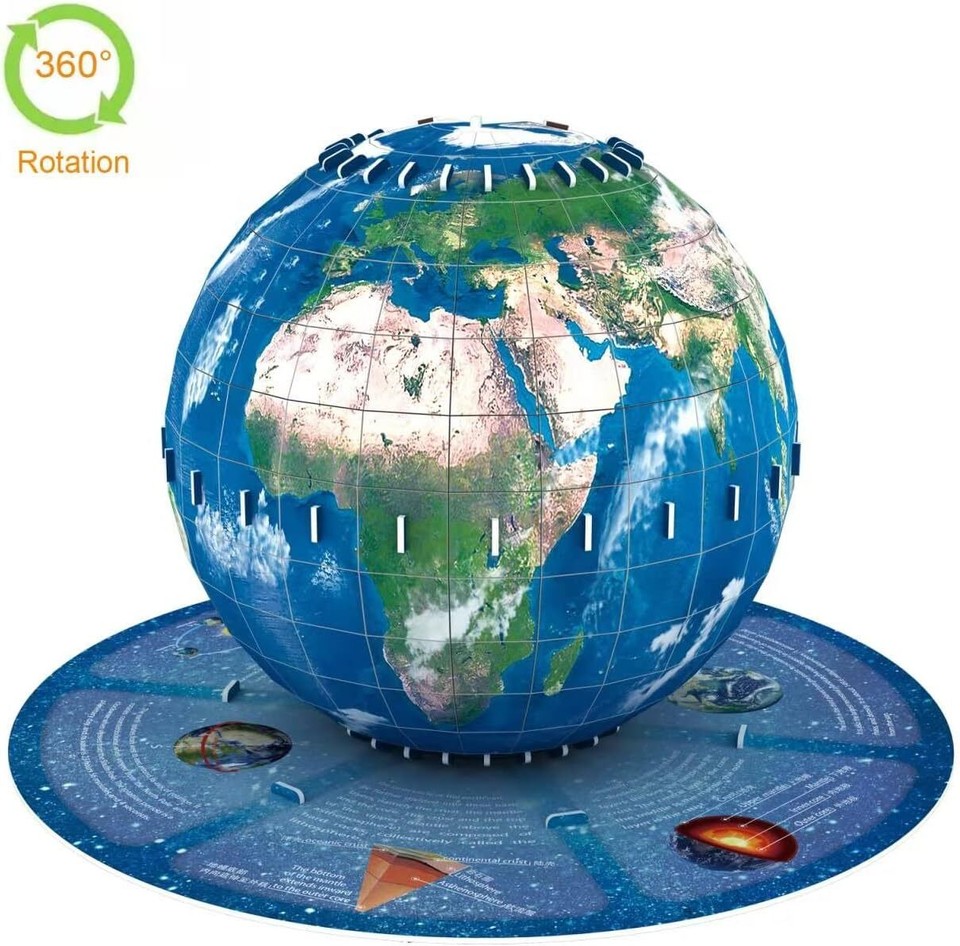 Educational 3D Earth Globe Puzzle Kit for Kids 8-14, Geography Learning ...