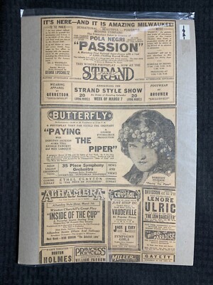 1921 PAYING THE PIPER 8.5x15" Movie Print Ad VG 4.0 Dorothy Dickson ...