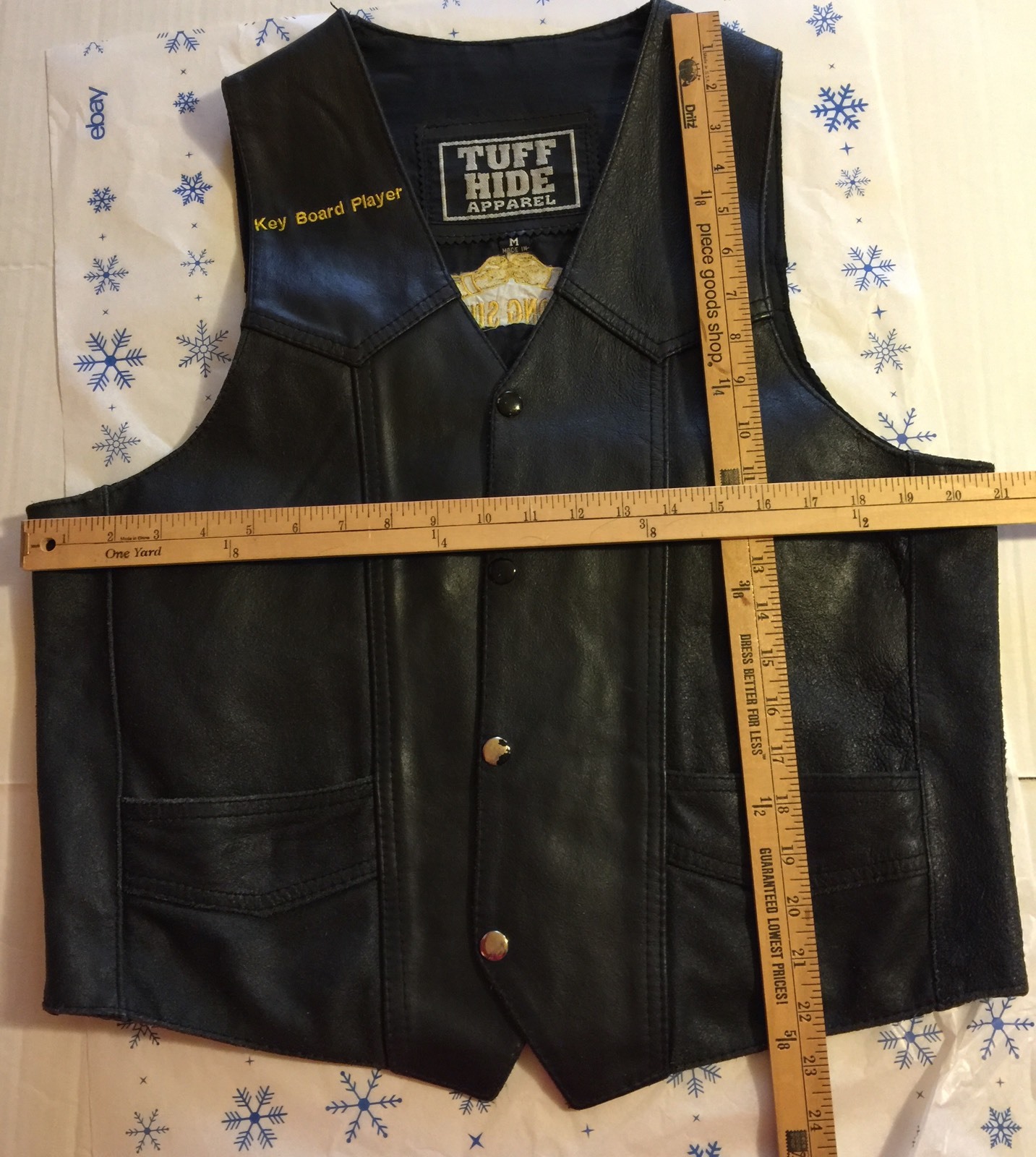Tuff Hide Apparel Black Leather Embroidered Vest THE STRONG SURVIVORS ...