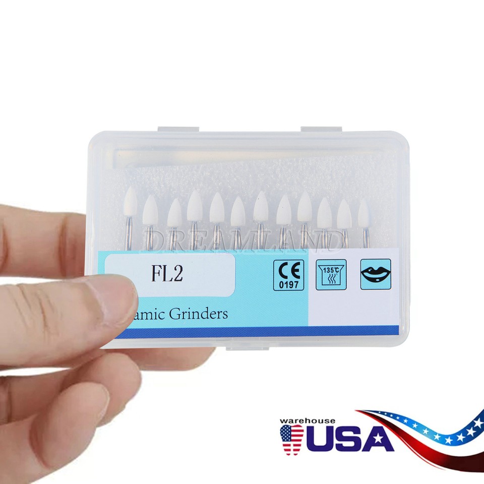 USA Dental Flame White Stone Polishing FG Burs Fl2 Abrasion Point Bur ...