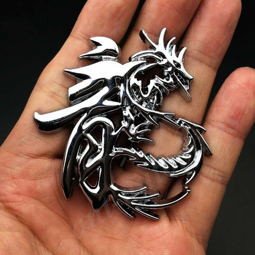 2 Pcs of Metal Chrome Chinese Character Car Emblem Stickers Dragon Car ...