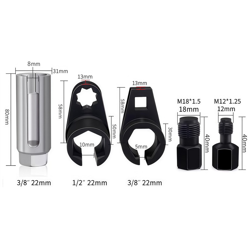 5x O2 Oxygen Sensor Socket Wrench 3/8" 1/2" 22mm Auto Repair Installer ...