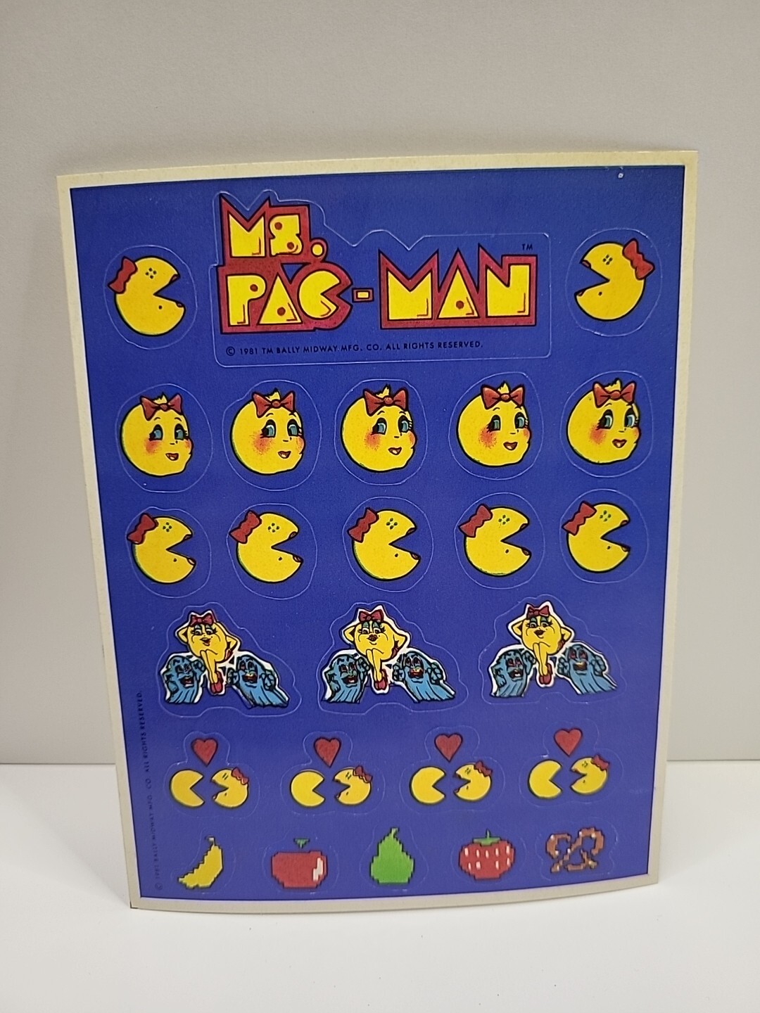 1981 Ms. Pac-Man Full Sheet of Stickers Bally Midway Mfg Rare | eBay