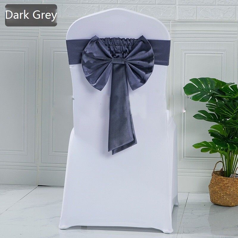 1PC Satin Bowknot Chair Sash Slider Wedding Banquet Party Chair Cover ...