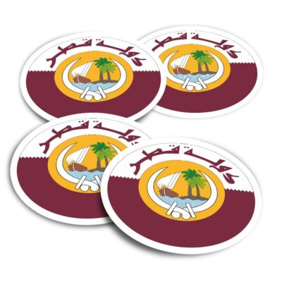 4x Round Stickers 10 cm - Qatar Doha Flag Travel Arab #5404 | eBay