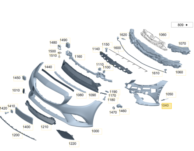 MERCEDES C Class C205 Front Left Passenger Side Bumper Bracket Mount ...