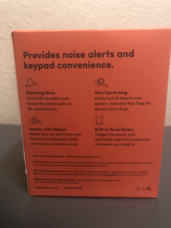 Kangaroo Home Security Siren Keypad with 2 Roo Tags Surveillance White ...