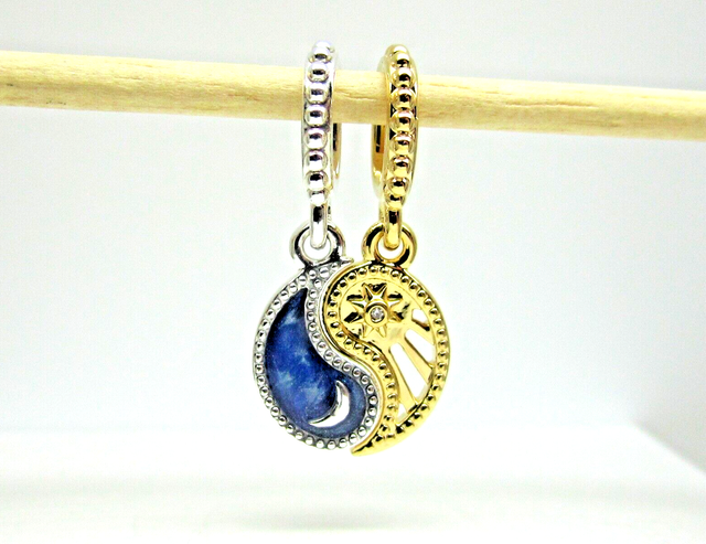 Authentic PANDORA #762678C01 Two-tone Splittable Sun & Moon Dangle ...