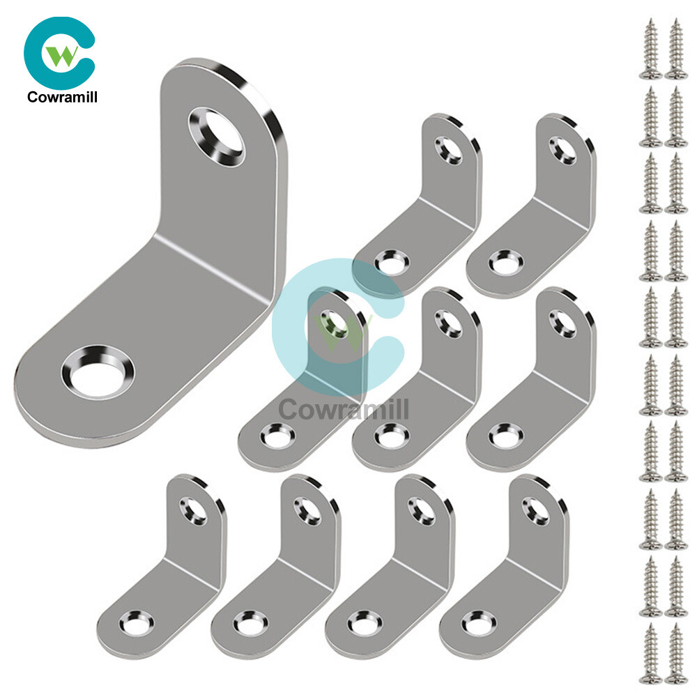 10pc Stainless Steel 90 Degree L-Shaped Bracket Shelf Support Angle ...