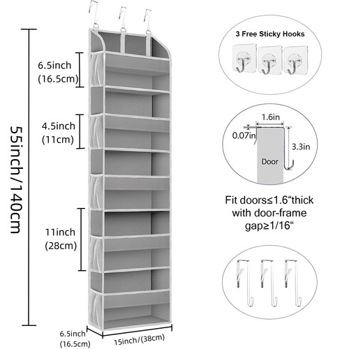 2 Pack Over The Door Storage Organizer with 5 Pockets 10 Mesh Side ...
