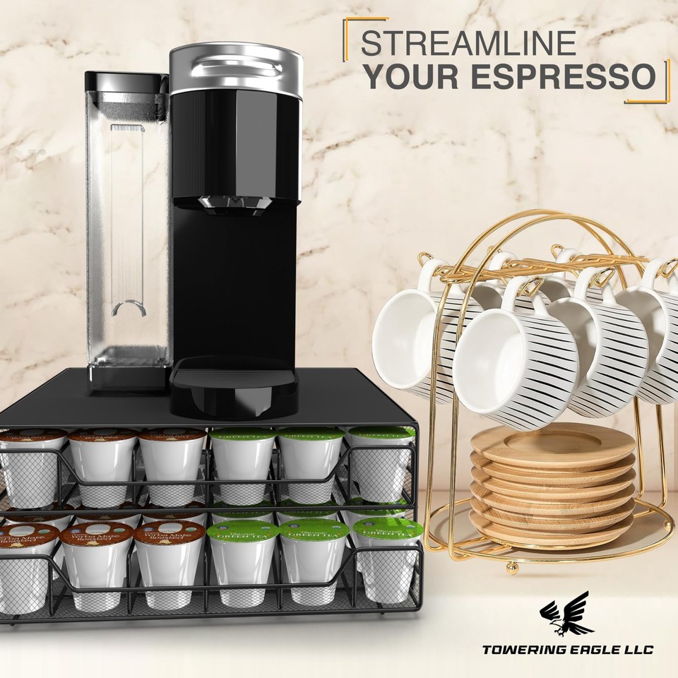 Coffee Bar Organizer for Countertop, K Cup Holder, K Cup Drawer ...