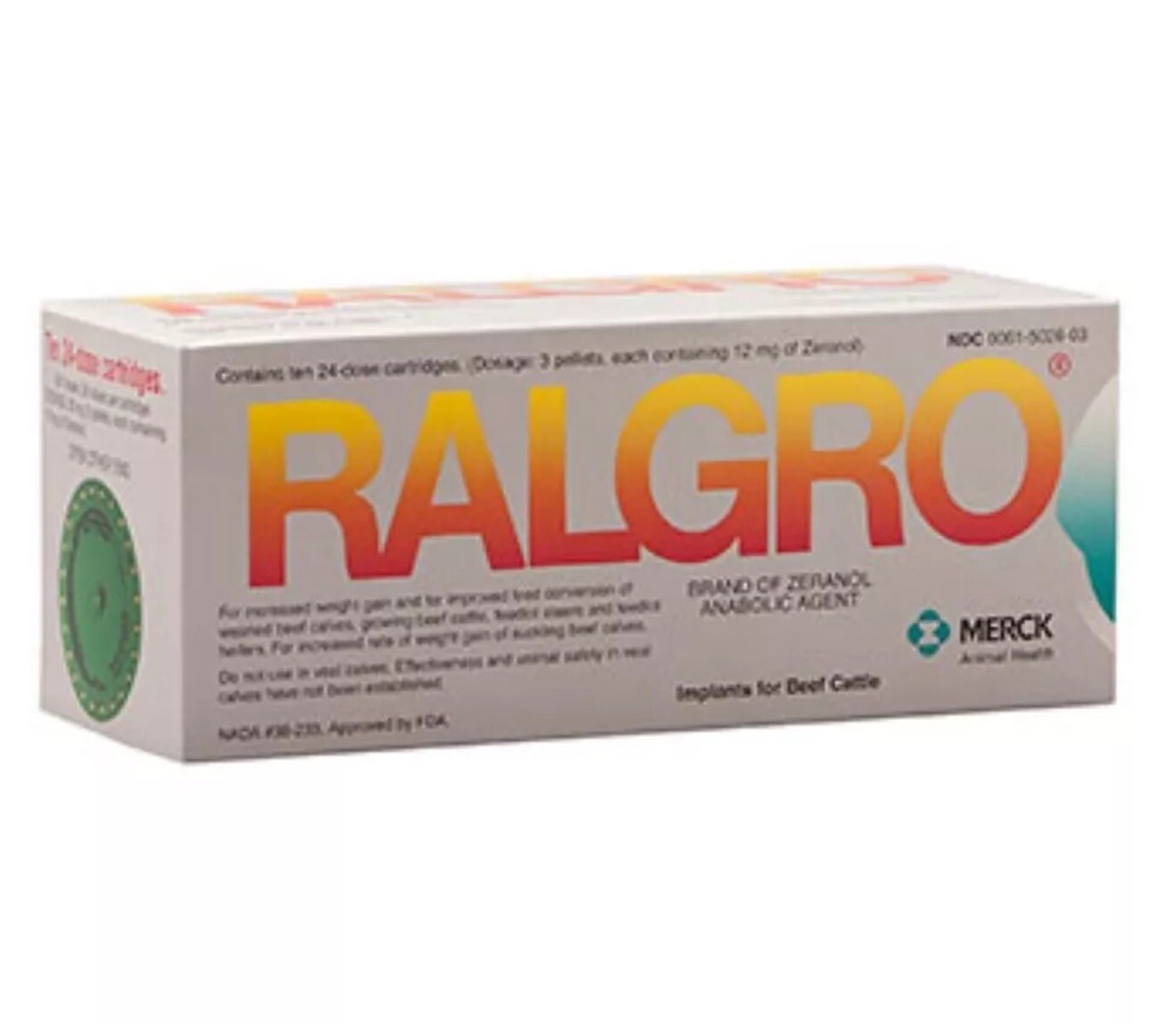 Ralgro Implants for Calves Weight Gain Feed Efficiency 240ct box 2028 ...