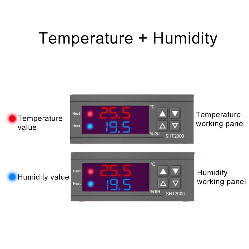 SHT2000 Temperature Humidity Hygrometer Thermostat AC110V-220V Sensor ...