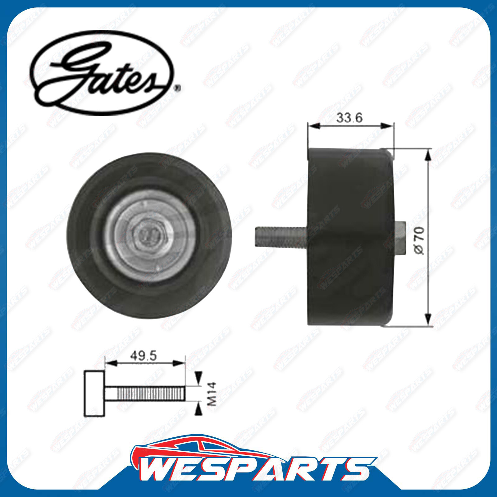 1 x Gates DriveAlign Idler Pulley - Manufacturer Part Number 36174 ...