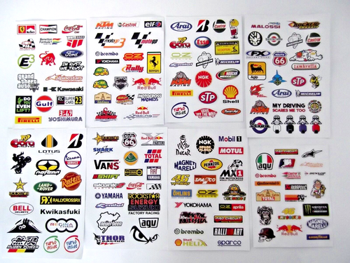 100 STICKERS - Car Bike sponsor racing logos. rc cars, models sticker ...