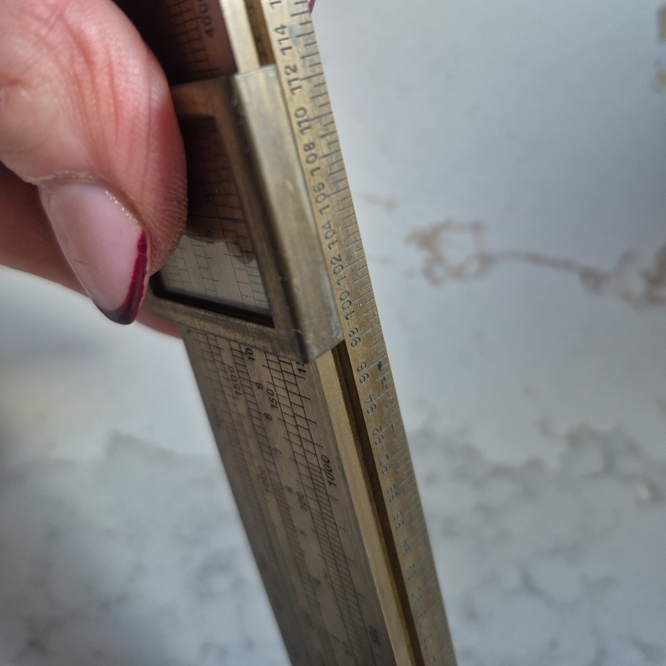 Vintage Heavy Metal Slide Rule Padded Case Chinese Characters In ...