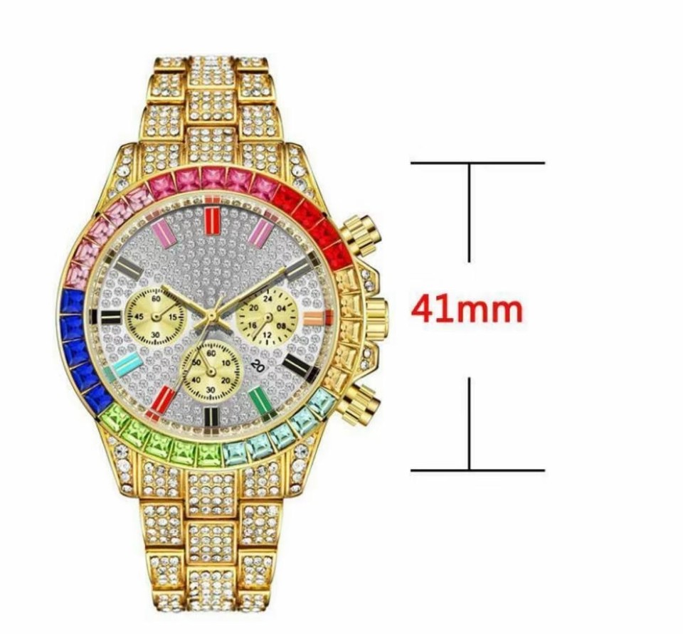Luxury Rainbow Rose Gold Iced out Watch (See Video).. | eBay UK