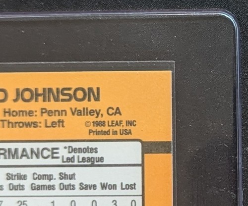 🔥 Randy Johnson - RATED ROOKIE 1989 Donruss - ERRORS CARD - SUPER ...