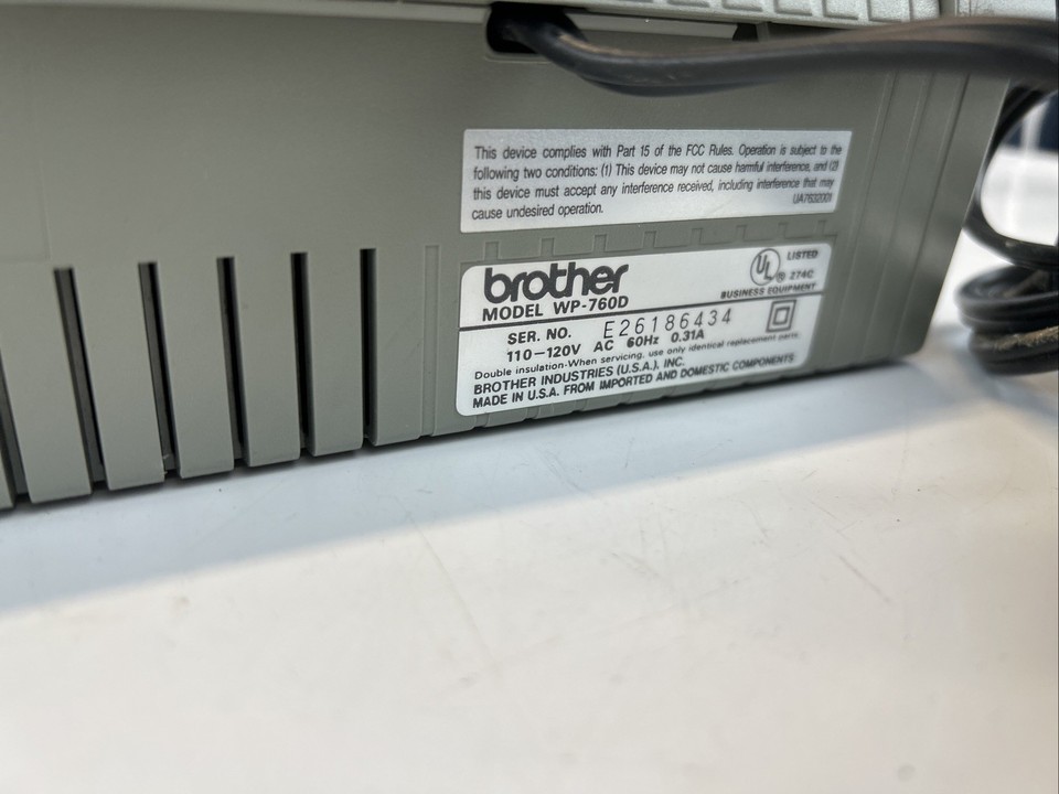Brother WP 760D Portable Word Processor Electronic Typewriter- NEEDS ...