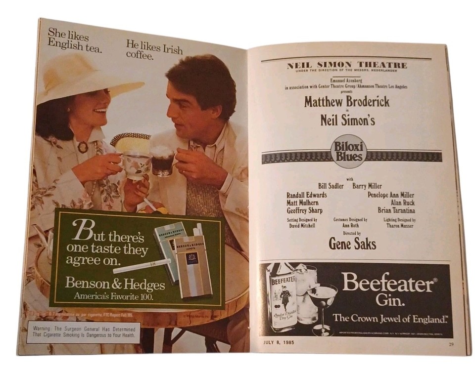 Biloxi Blues Playbill 1985 Neil Simon Theatre Matthew Broderick Alan ...