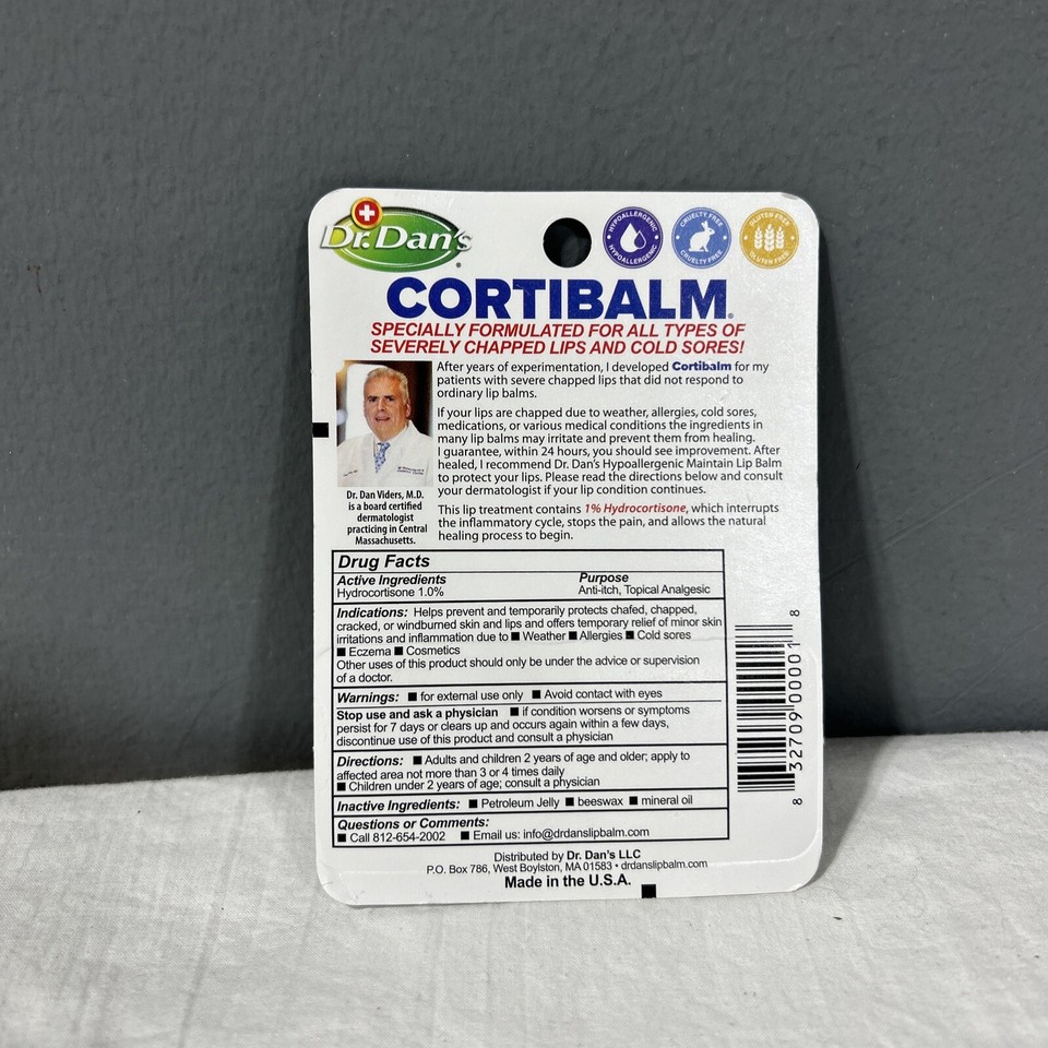 Dr. Dan's Cortibalm - 1 Pack - for Dry Cracked Lips - Healing Lip Balm ...