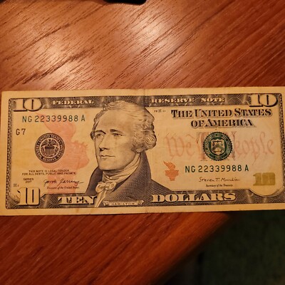 2017 US $10 Dollar Bill22339988. 4 Pairs Note Fancy Serial Number FRN ...