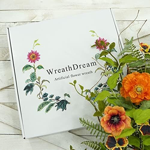 20 Inches Spring Wreath for Front Door Summer Wreath with Orange Poppy ...