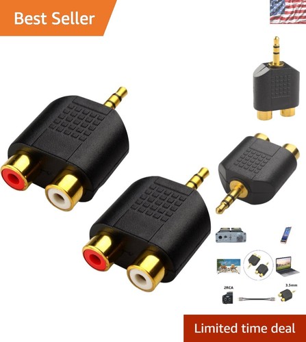 2-Pack Gold Plated 3.5mm to Dual RCA Connectors - Effortless Audio ...