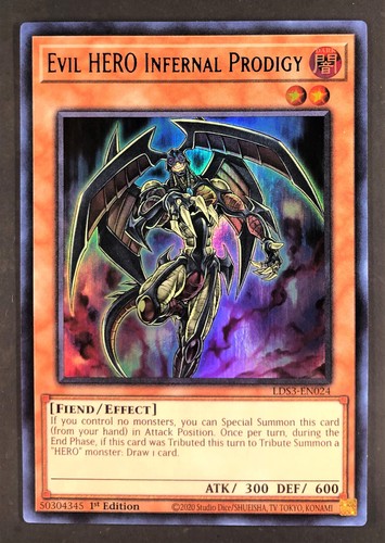 Yugioh Evil HERO Infernal Prodigy (Blue) Ultra Rare LDS3-EN024 1st Near ...