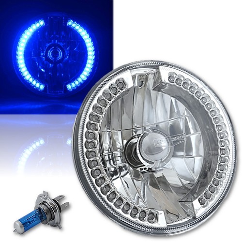 7" Halogen Motorcycle Blue 36-LED Halo Ring H4 Light Bulb Headlight For ...