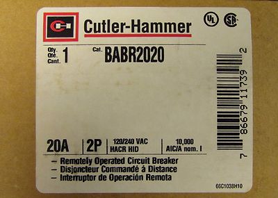 CUTLER HAMMER BA BAB Remotely Operated Circuit Breaker 2 Pole 20 Amp ...