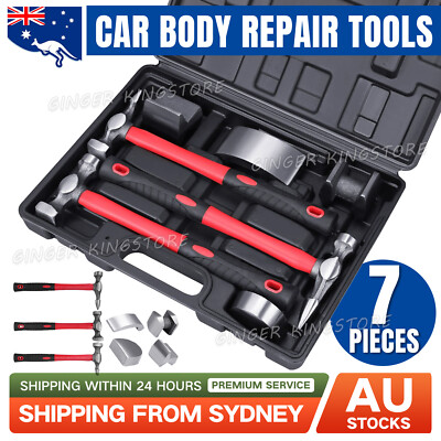 7Pc Auto Car Body Repair Hammer Dolly Panel Dent Beating Tools Roller ...
