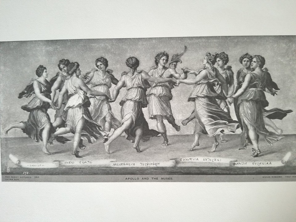 APOLLO AND THE MUSES.VTG EXTRA SIZE 12" x 10" PERRY ENGRAVING PRINT*EP6 ...