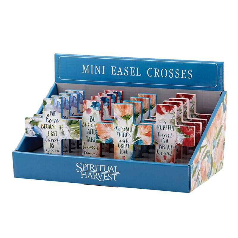 Mini Easel Cross Display Christian Baptism First Communion Heart & Soul ...