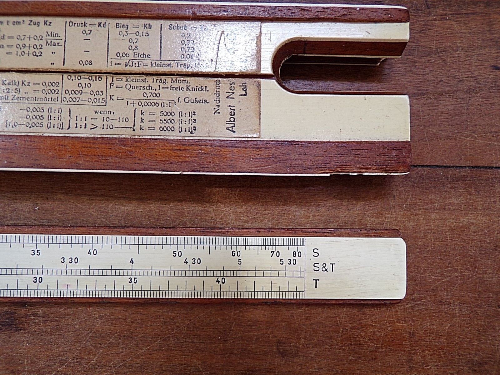 Vintage ~ Albert Nestler ~ Slide Rule ~ No. 28 ~ Celluloid on Wood ...