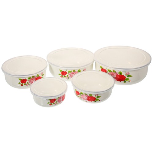 Enamel Mixing Bowls Set with Lids - 5Pcs | eBay