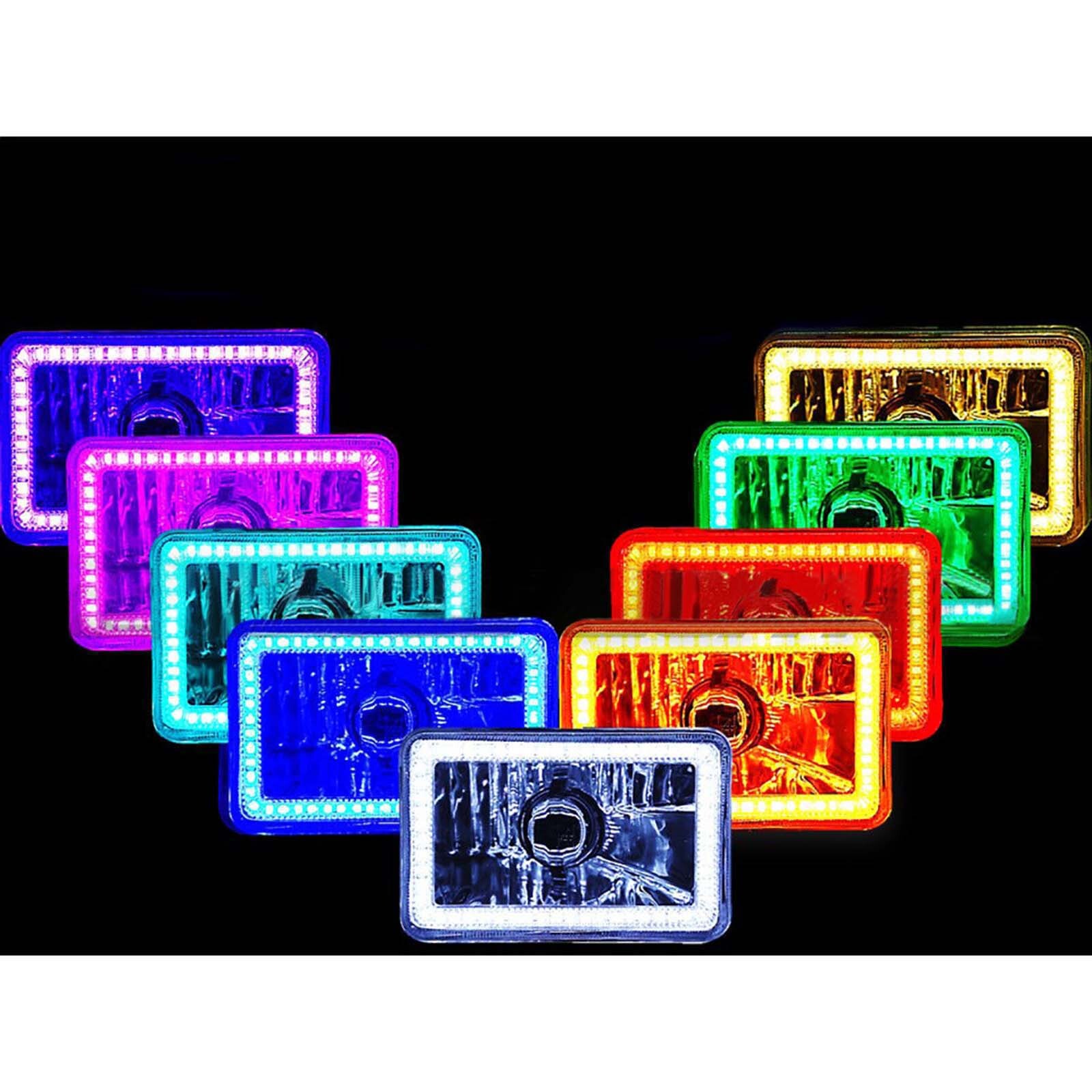 4X6 RF Color Change SMD LED Halo Shift Angel Eye Headlight 6K HID Light ...
