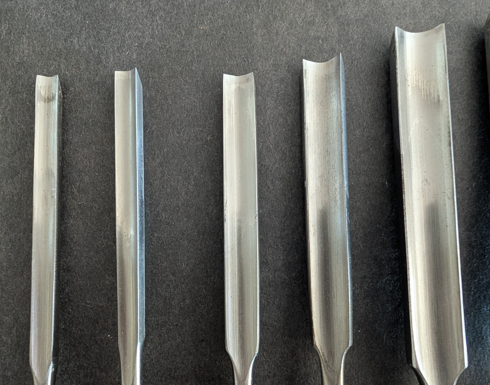 Wood Carving Gouge Lot of 7 Heavy Duty Graduated Straight 8mm -25mm ...
