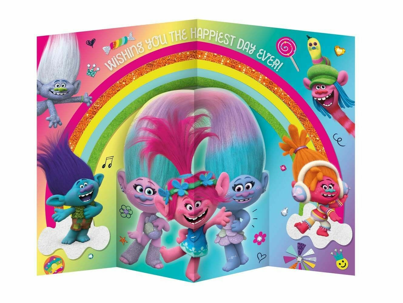 Official TROLLS BIRTHDAY CARDS or Gift Wrap Relations 4th 5th 6th 7th ...