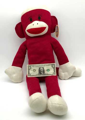 LARGE Calplush Burgundy Red Sock Monkey with Tag OVER 2 FEET | eBay