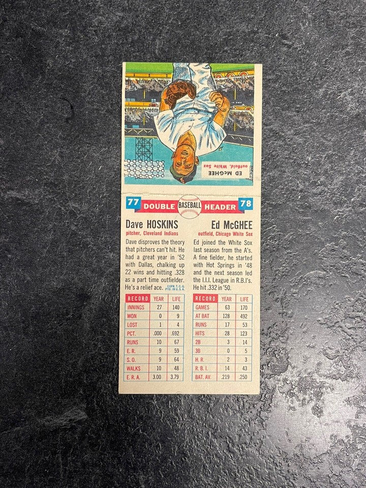 1955 Topps Double Header Dave Hoskins Ed McGhee EX+/NM #77/78 Indians ...