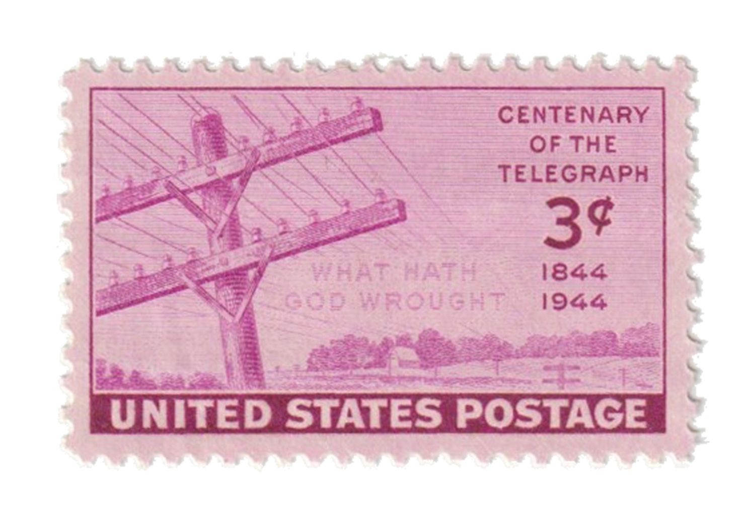 1944 3c Centenary of the Telegraph US Postage Stamp - Scott No 924 MNH ...