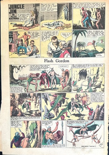 8 FLASH GORDON and JUNGLE JIM Sunday tabloid comic strips by Alex ...