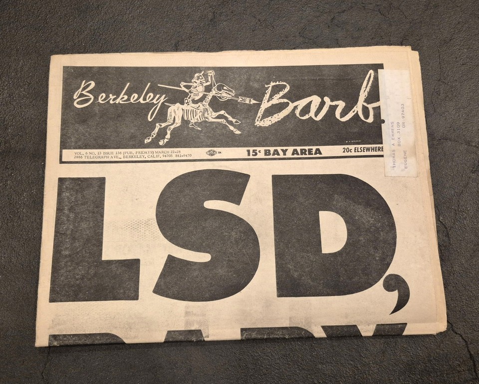 1968 Berkeley Barb Rare LSD BABY Timothy Leary 2-pages by Leary ...