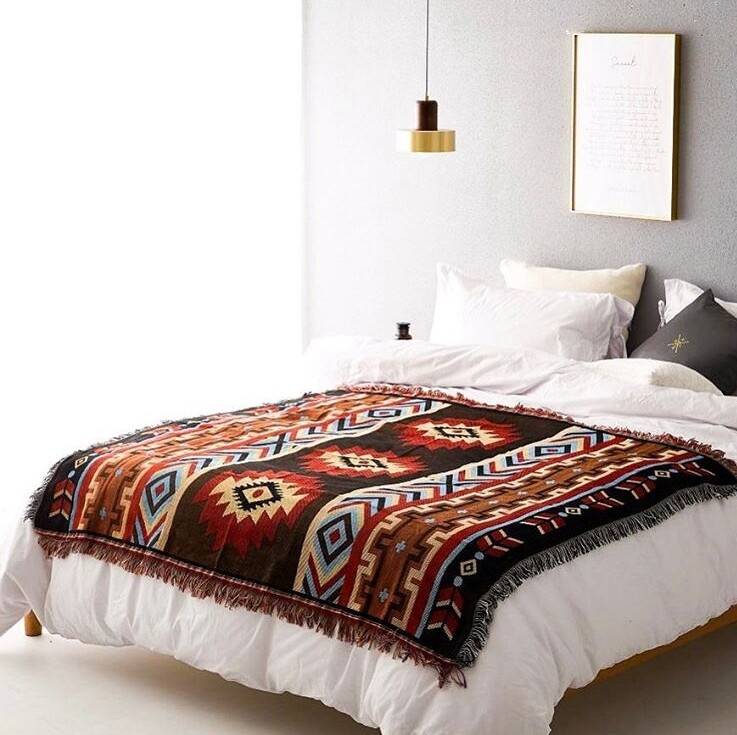S-XLarge Indian Tribal Navajo Sofa Throw Blanket Aztec Cotton Picnic ...
