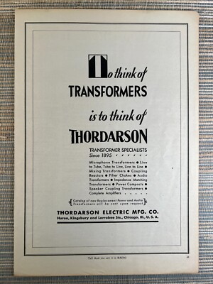 Thordarson Electric Transformer Power Audio Chicago IL 1930 Vintage ...