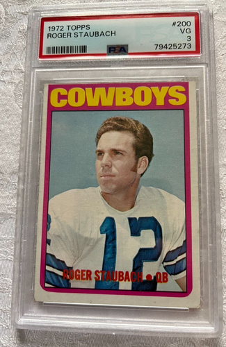 1972 Topps Football Roger Staubach #200 Graded PSA 3 Very Good Cowboys ...