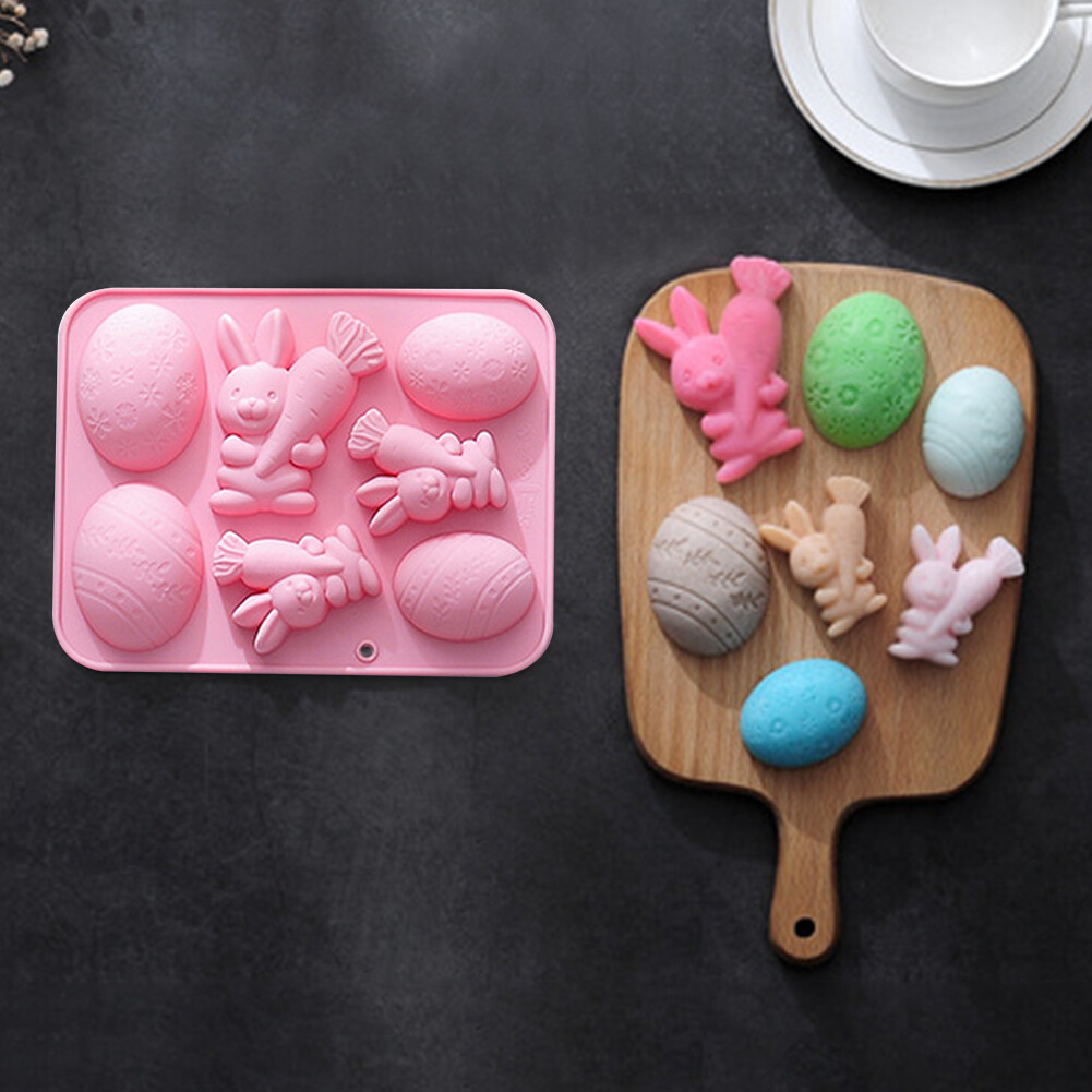 Silicone Cookie Mold Bakeware Easter Bunny Eggs Biscuit Mould Baking ...