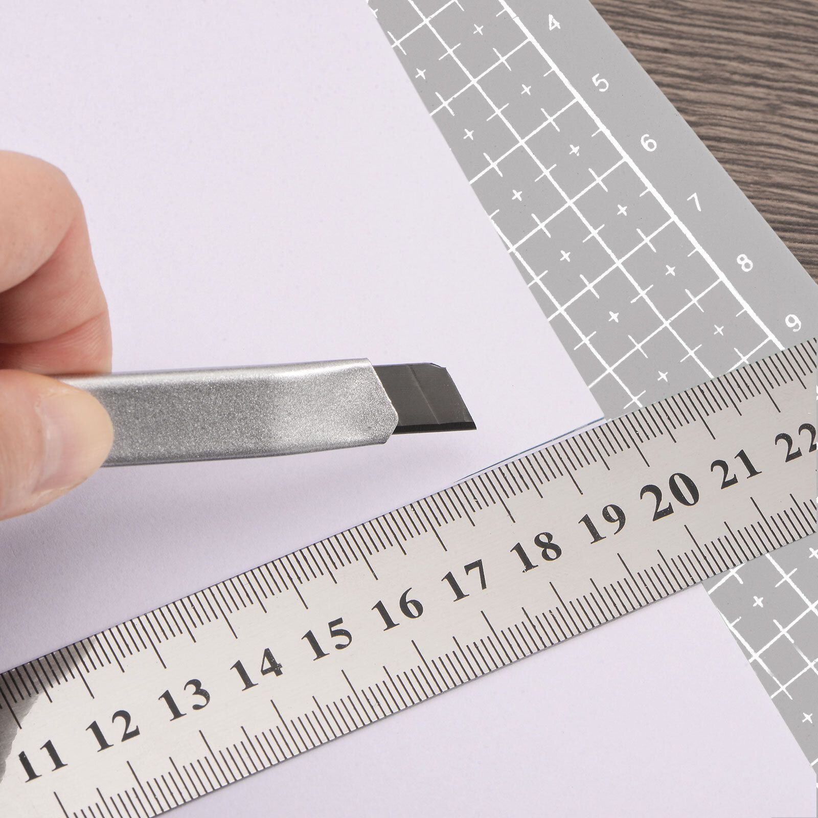 Cutting Mat & Metal Ruler Set A4 Grey Mat 20CM 0.7mm Thick Ruler | eBay